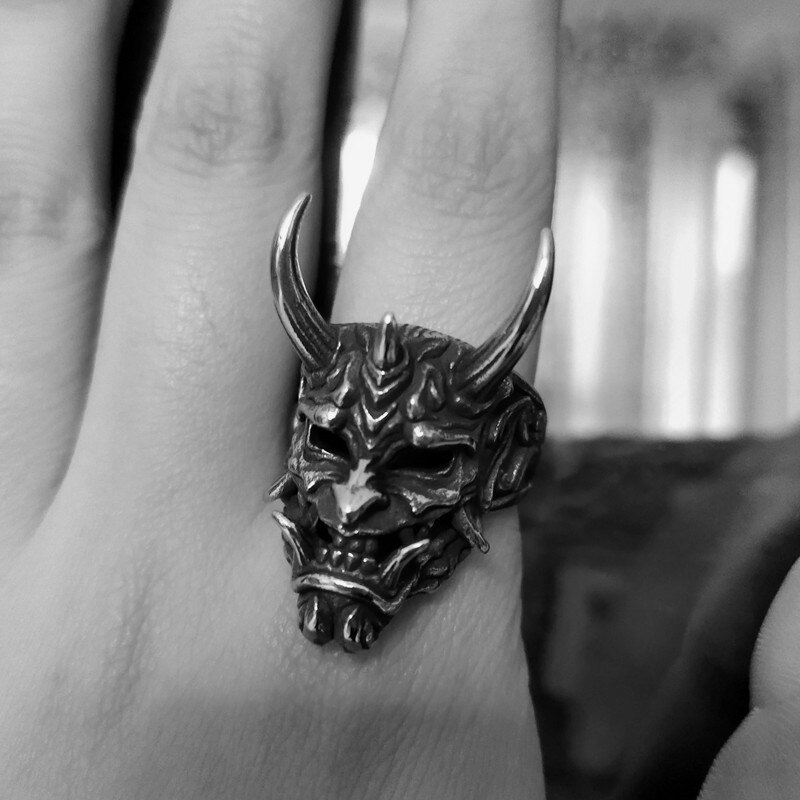 Retro Punk Spartan Warrior Mask Mens Rings for Vintage Classic Male ...