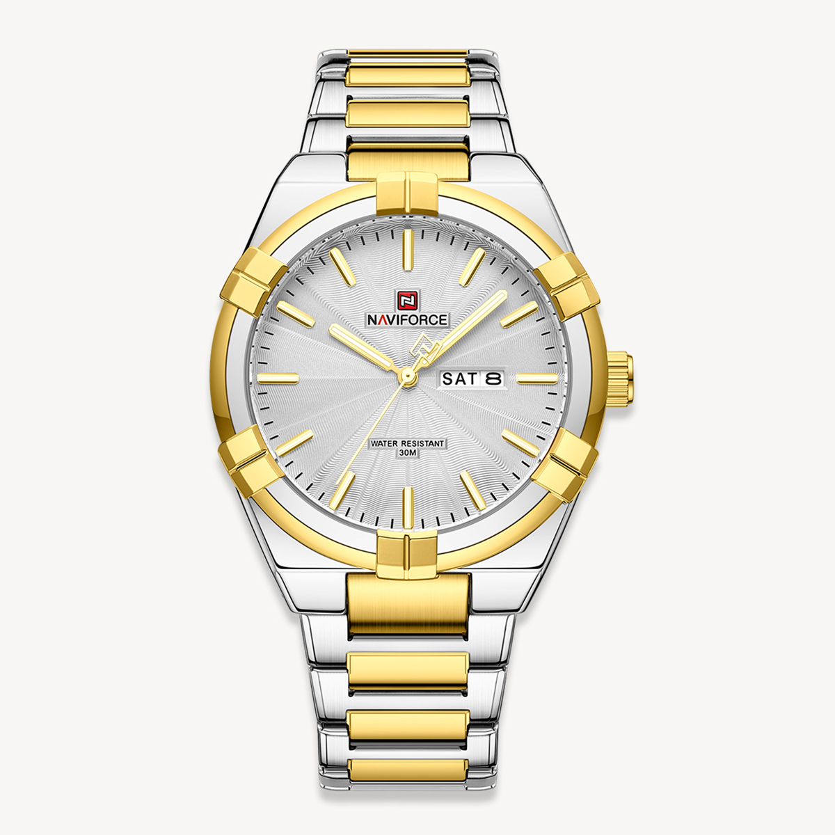 NAVIFORCE NF9218 Silver And Golden Two-tone Stainless Steel Analog ...