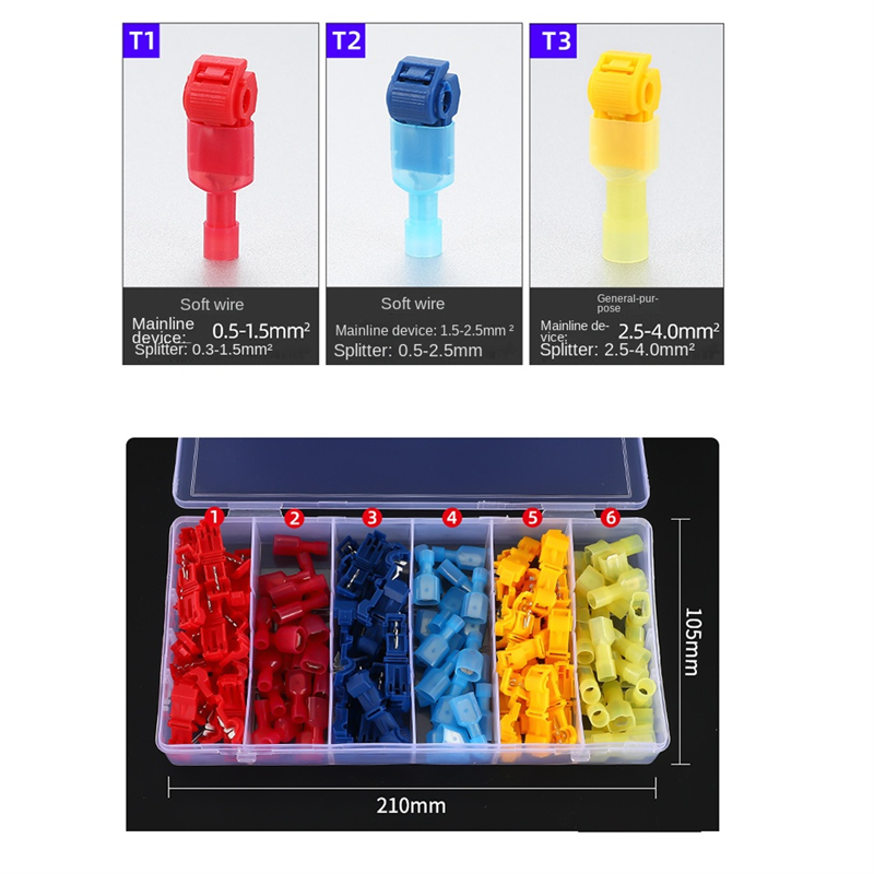 120 Pcs/60 Pairs Quick Splice Wire Terminals T-Tap Self-Stripping ...