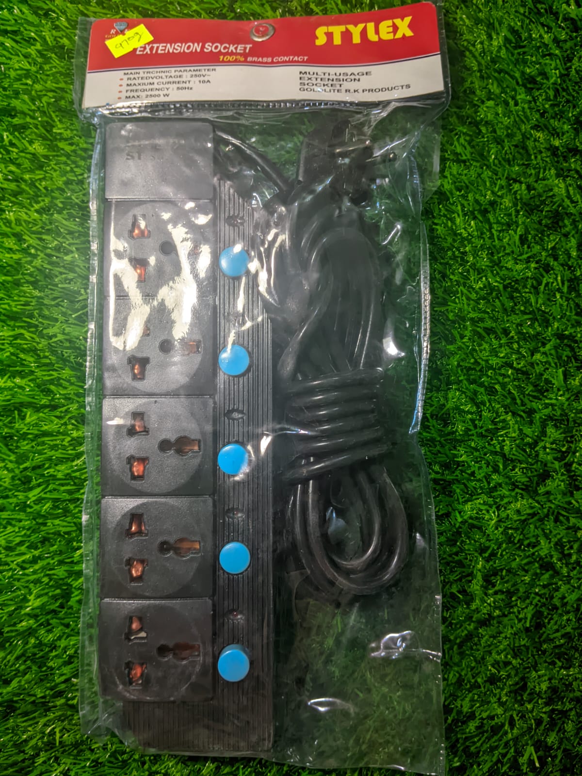 Multiplug Extension 4 Socket With 4 meter Cable multi plug 12 Fit black ...