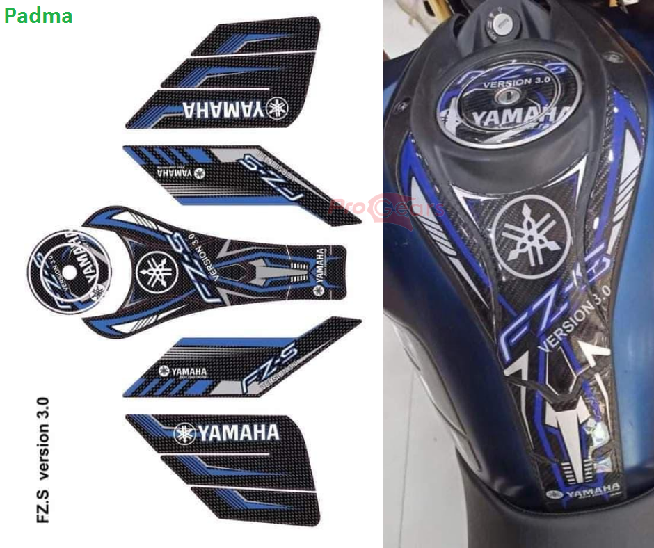 Yamaha FZ150I V3 Tank Pad Protector Sticker - Black & Blue | Daraz.com.bd