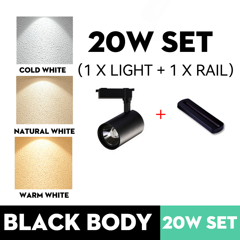 LED Track Lights Set with Rails 12W 20W 30W 40W Wall Spot Light 220V ...