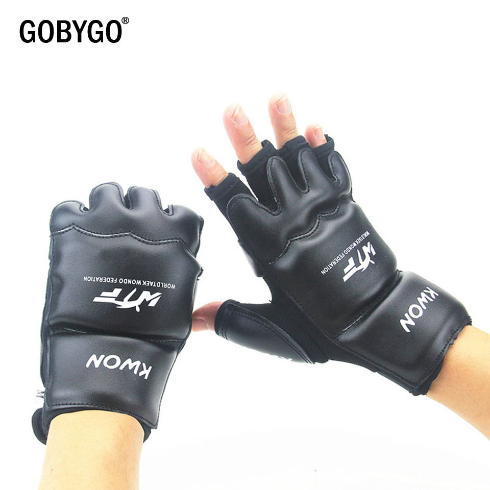 GOBYGO Half Finger Boxing Gloves PU Leather MMA Fighting Kick Boxing ...