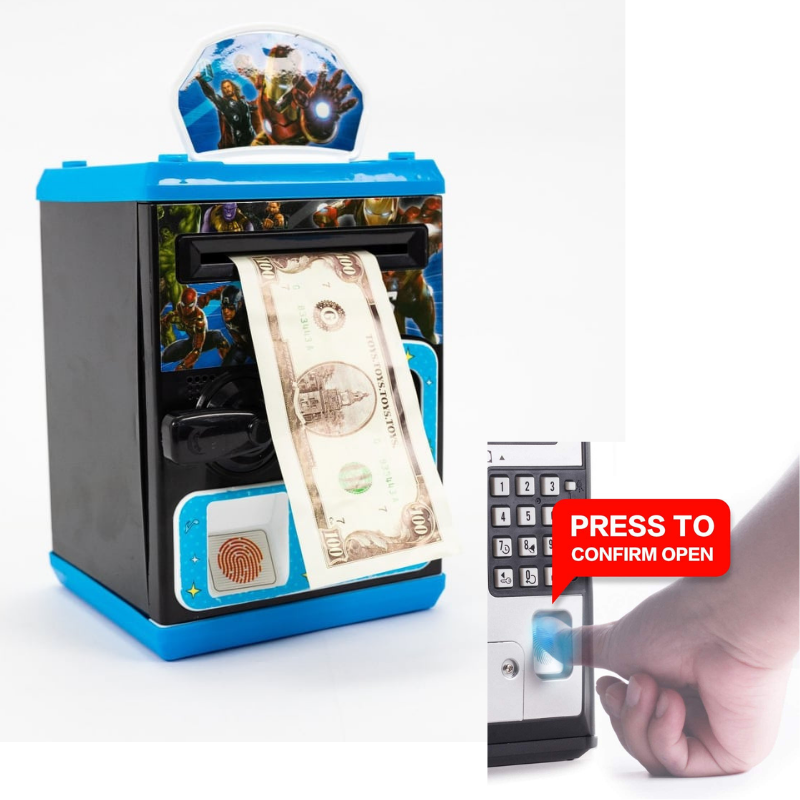 Kids Electric Finger print money saving bank, minion finger print ATM ...