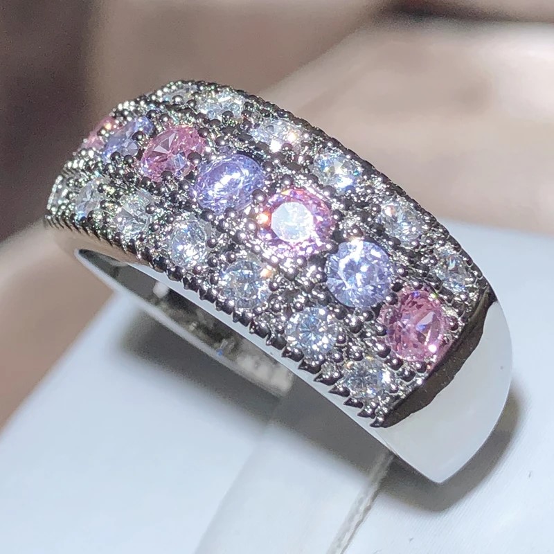 Silver Multicolor Zirconia Stone Ring For Women | Daraz.com.bd