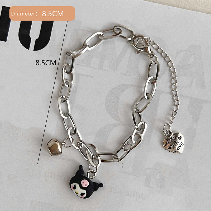 Sanrio Bell Bracelet Female Cute Cinnamoroll Kuromi Pompompurin My ...