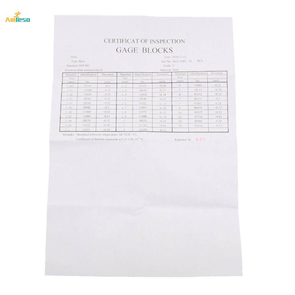 32Pcs/Set 2 grade Inspection Block Gauge Test Caliper Blocks ...