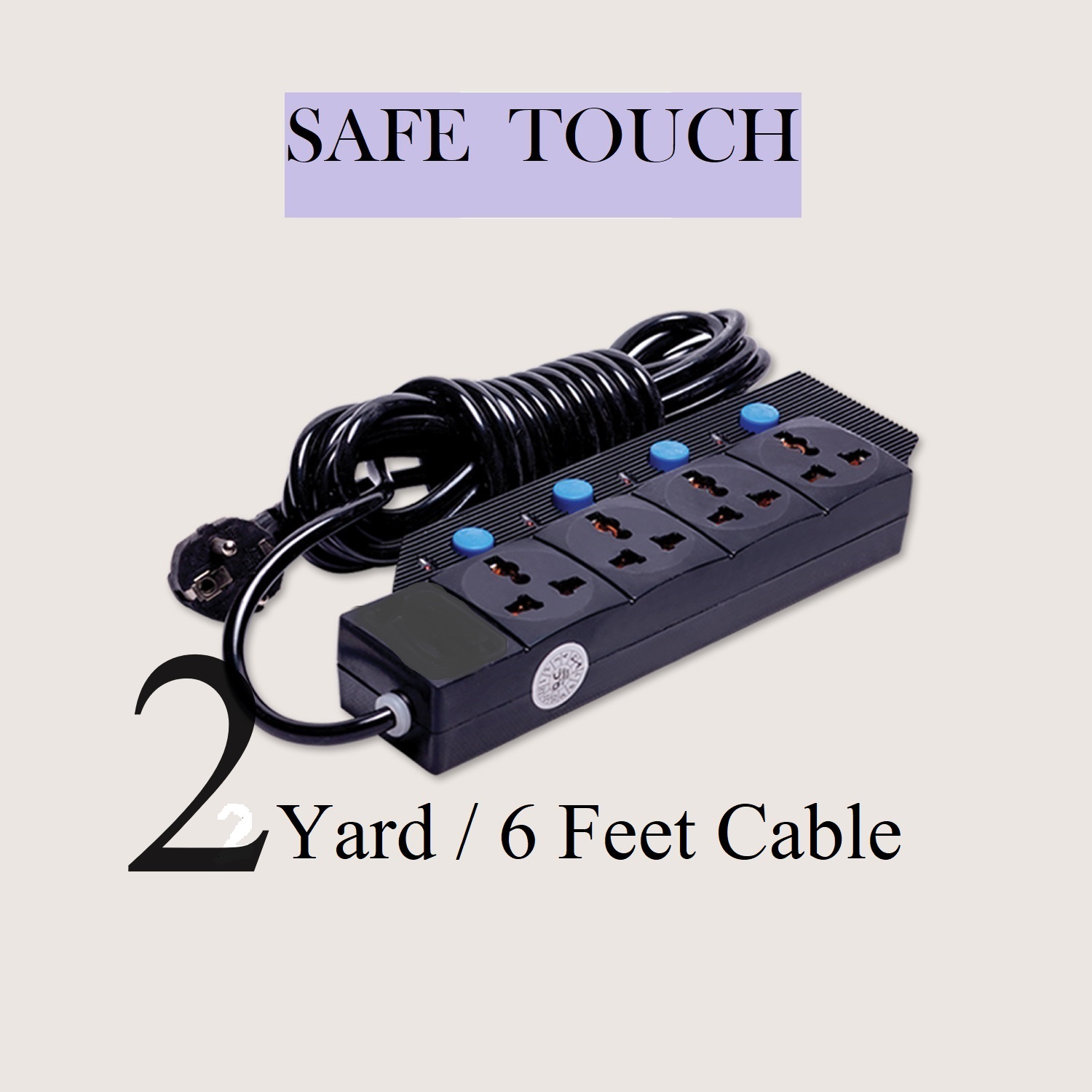 SAFE TOUCH ST-412 Multiplug 4 Port Extention Socket 2Y/6 Feet Cable ...