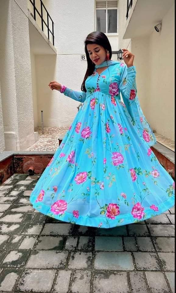 Double Diamond Georgette Readymade Gown Three Piece For women | Daraz ...