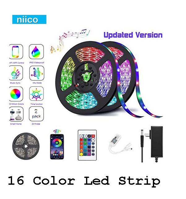 16 Color Led Strip Light 12V Dc with Remote RGB Color Fairy Lights for ...