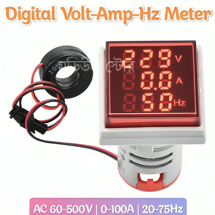 Digital AC Volt AMP Hz Meter Measure and Display AC Voltage Current and ...