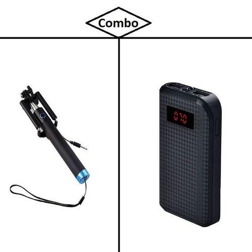 Power Bank 10000mAh and Pocket Selfie Stick Combo - Black | Daraz.com.bd
