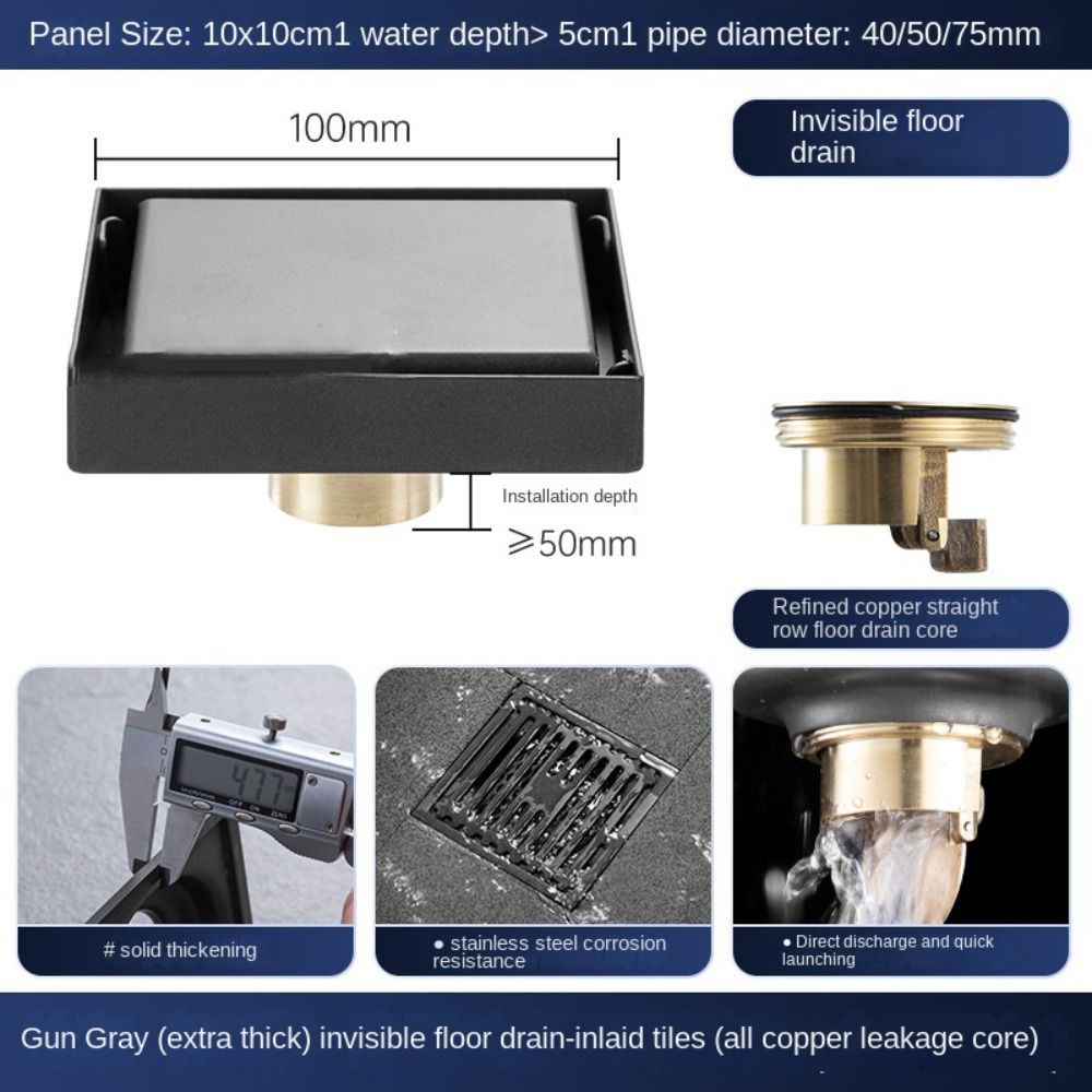 New Stainless Steel Shower Floor Drain Universal Thickened Fast Drainage Floor Drain Anti-odor ...