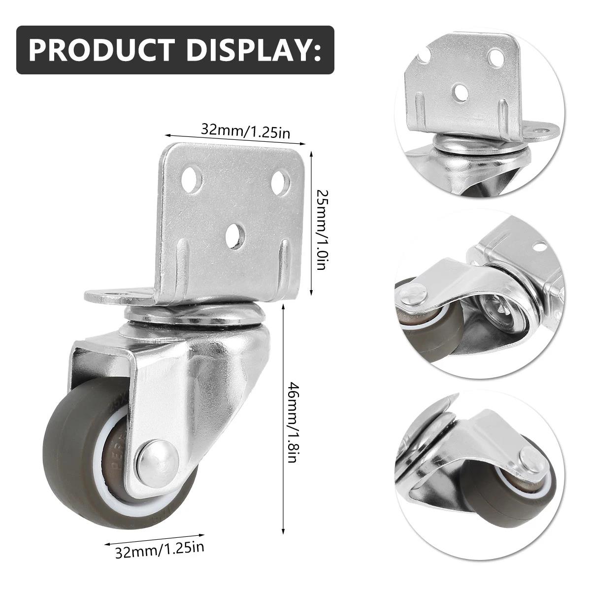 4Pcs 1/1.25/2 In Furniture Castors Universal Swivel Casters with Safety ...