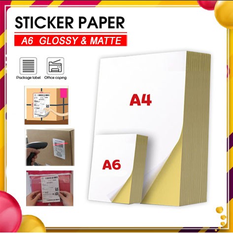 Printable Inject Sticker paper Matte, Glossy & Kraft A6 | 90gsm | Daraz ...