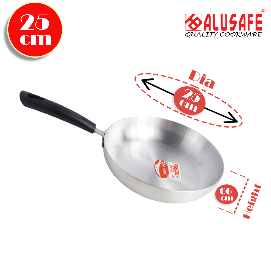 Alusafe Aluminium Deep Frypan 25 cm (25*6 cm) | Daraz.com.bd