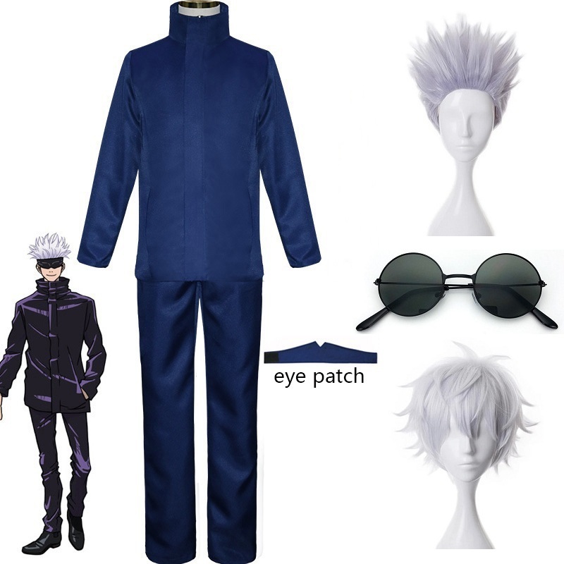 Jujutsu Kaisen Gojo Satoru Cosplay Anime Costume Tops Pants Eye Patch ...