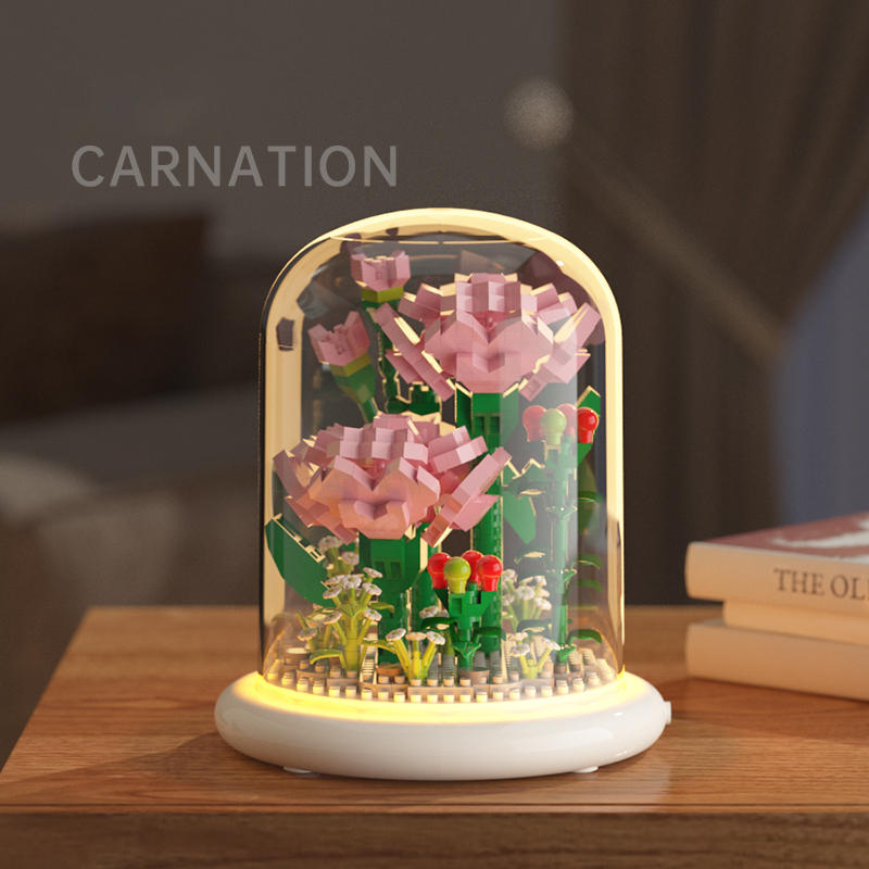 Lego Set DIY romantic flower（LED） display box desktop decoration girl ...