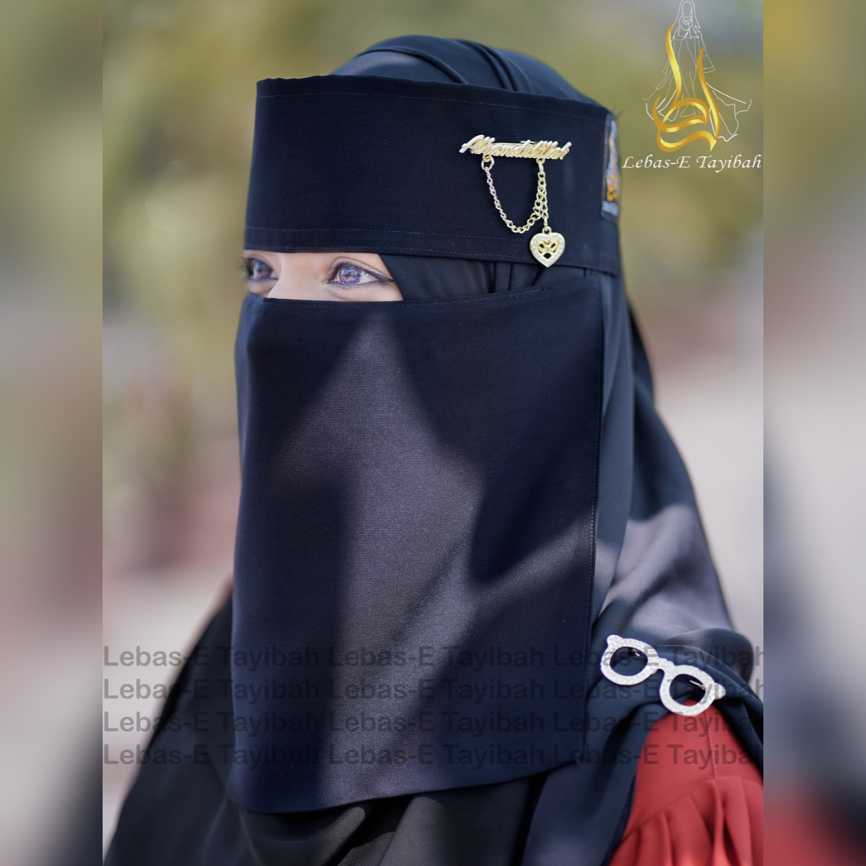 Arabian short Niqab with Alhamdulillah brooch Premium Quality 9 inch Arabian Nikab black for ...