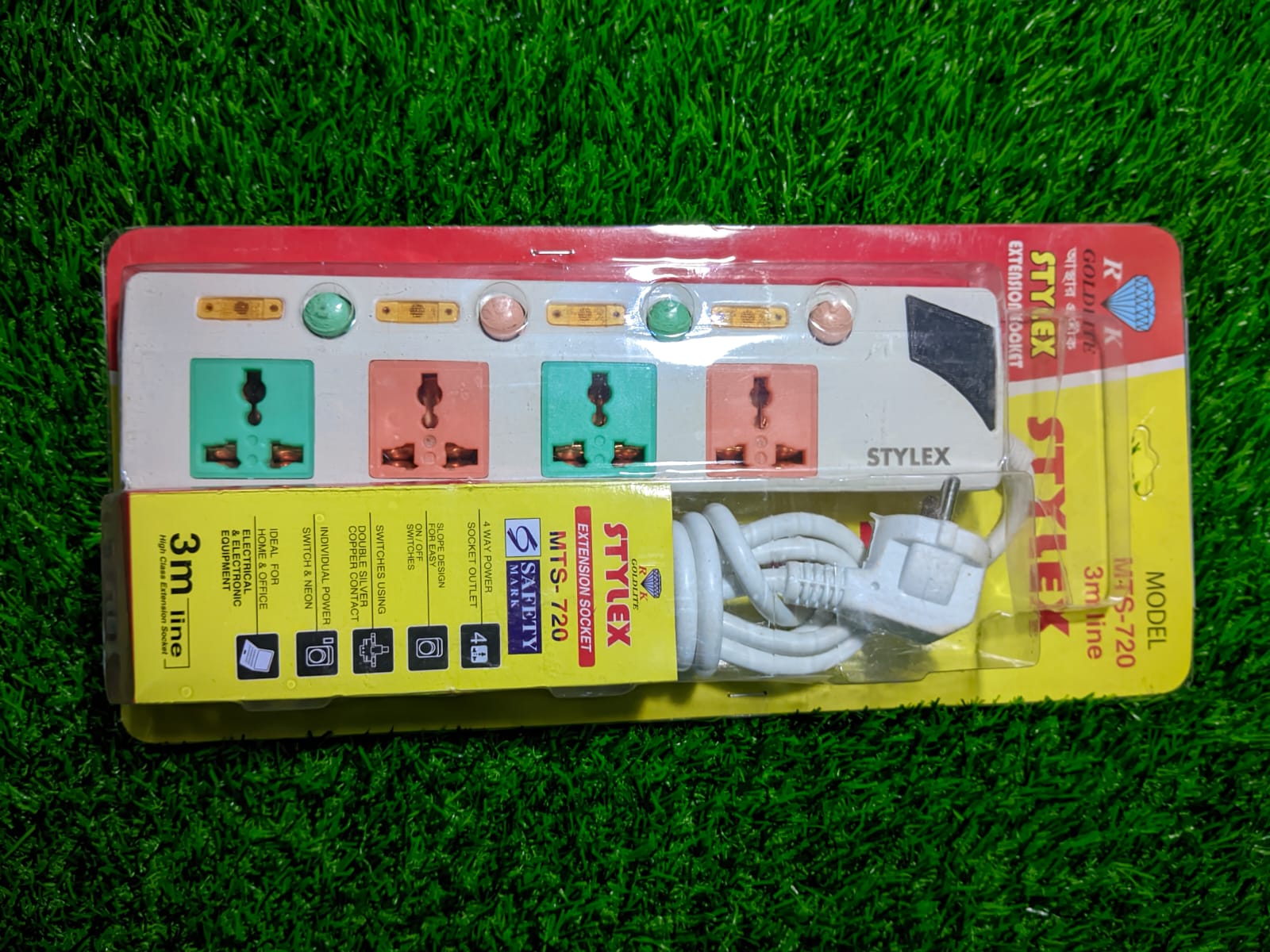 Multiplug Stylex MTS-720 4-Port 9 FT/3 Meter Cable 3250W MAX - Multi Plug