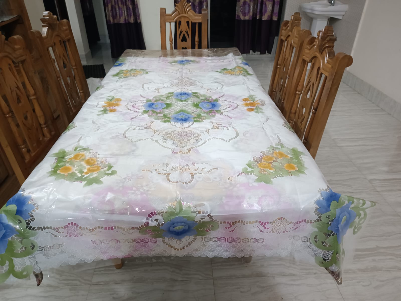 Dining Table Cloth Cover/ Table Mat Rectangular Shape Poly rexin Mat ...