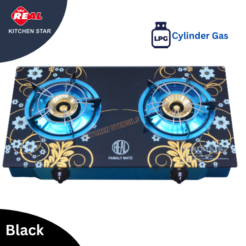 REAL Double Burner 2D Glass Gas Stove Elegant LPG/ LNG | Daraz.com.bd