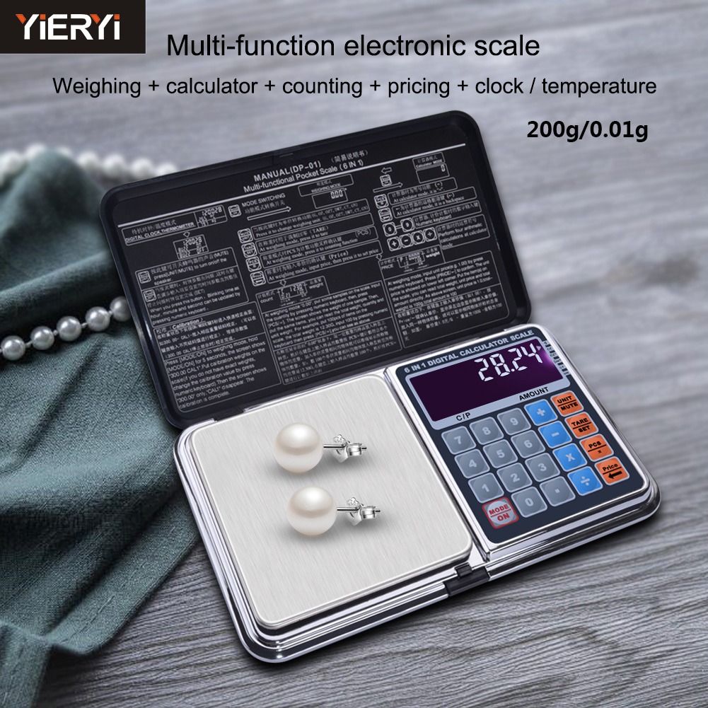 YIERYI Multi-function Digital Scales 100g/200g/300g/500g Mini Digital Scale Portable 0.01g ...