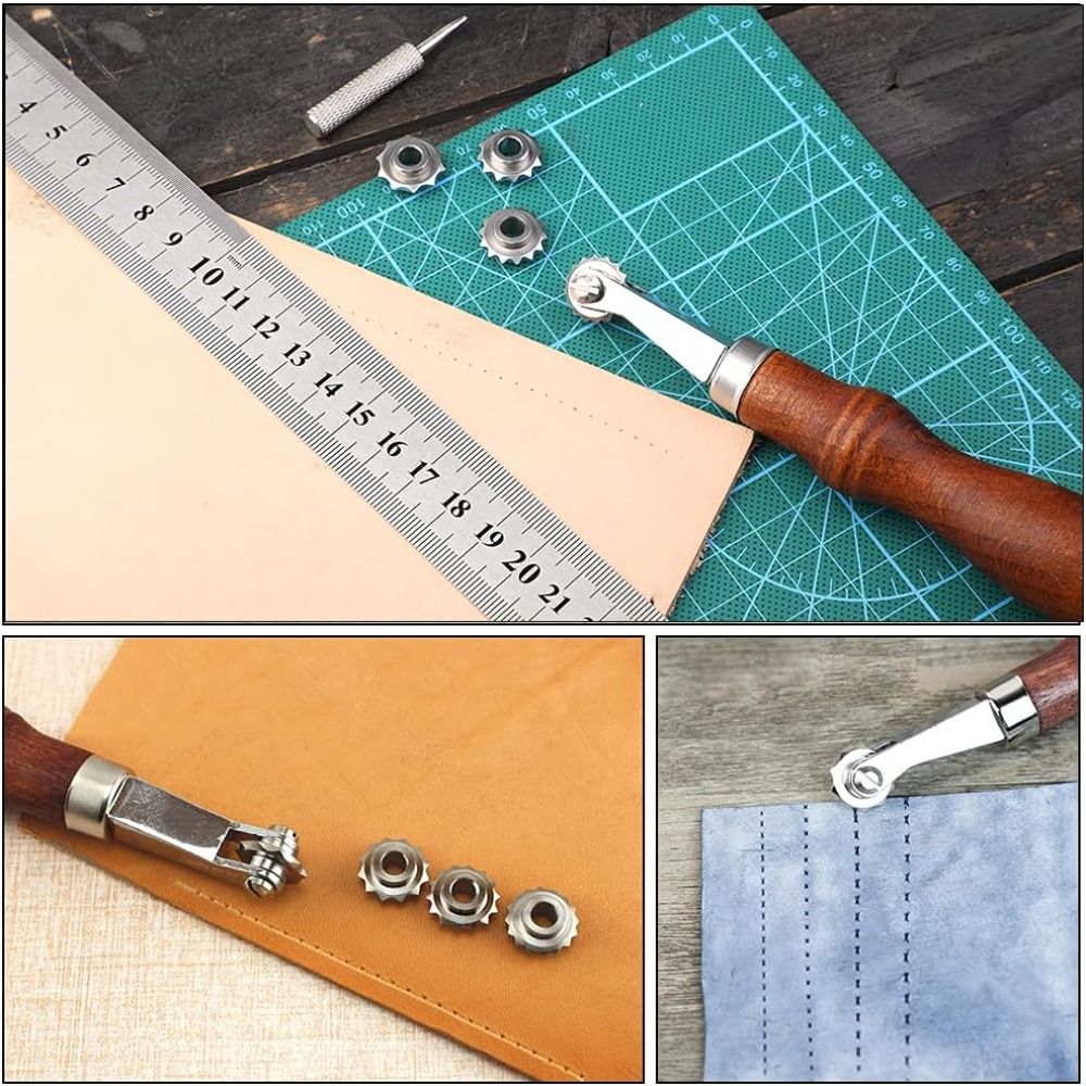 metal + wooden handle Leathercraft Spacer Spacer for Leather Making ...
