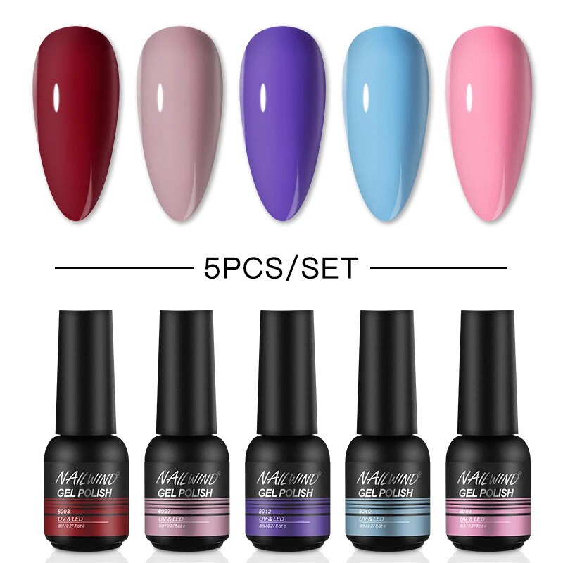 NAILWIND Gel Nail Polish Set BaseTop Coat Soak Off Color Gel Glitter ...