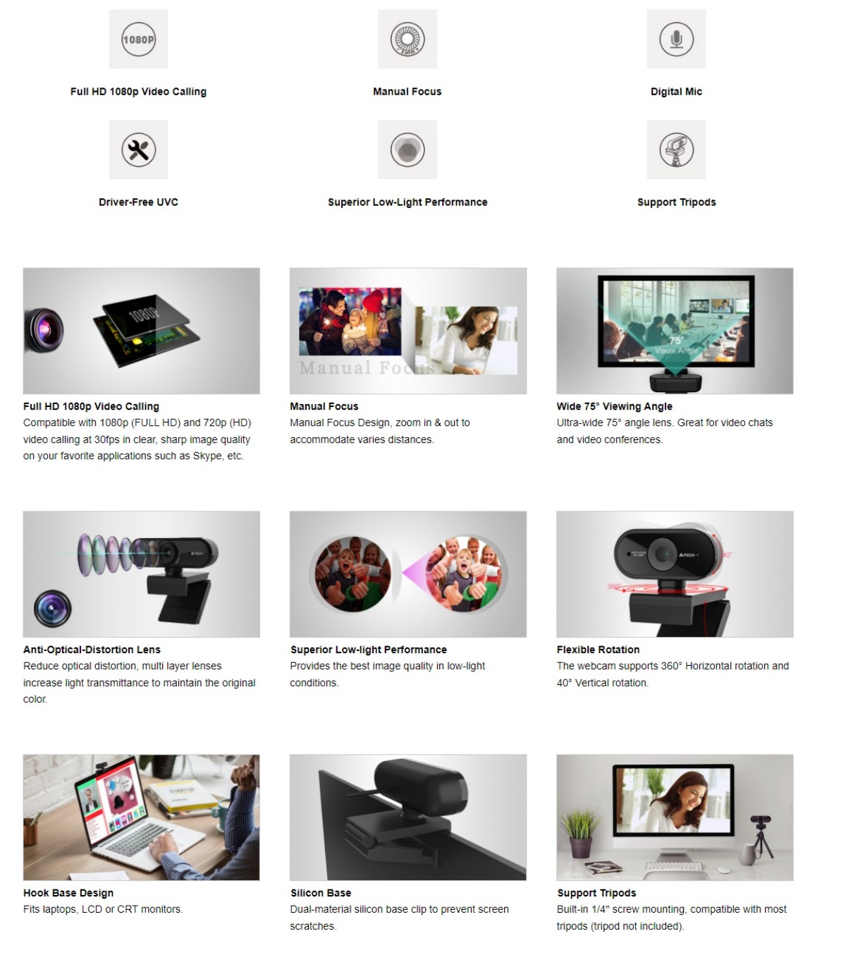 A4TECH PK-935HL Webcam - 1080p Full HD - Manual Focus - Built-in Mic ...