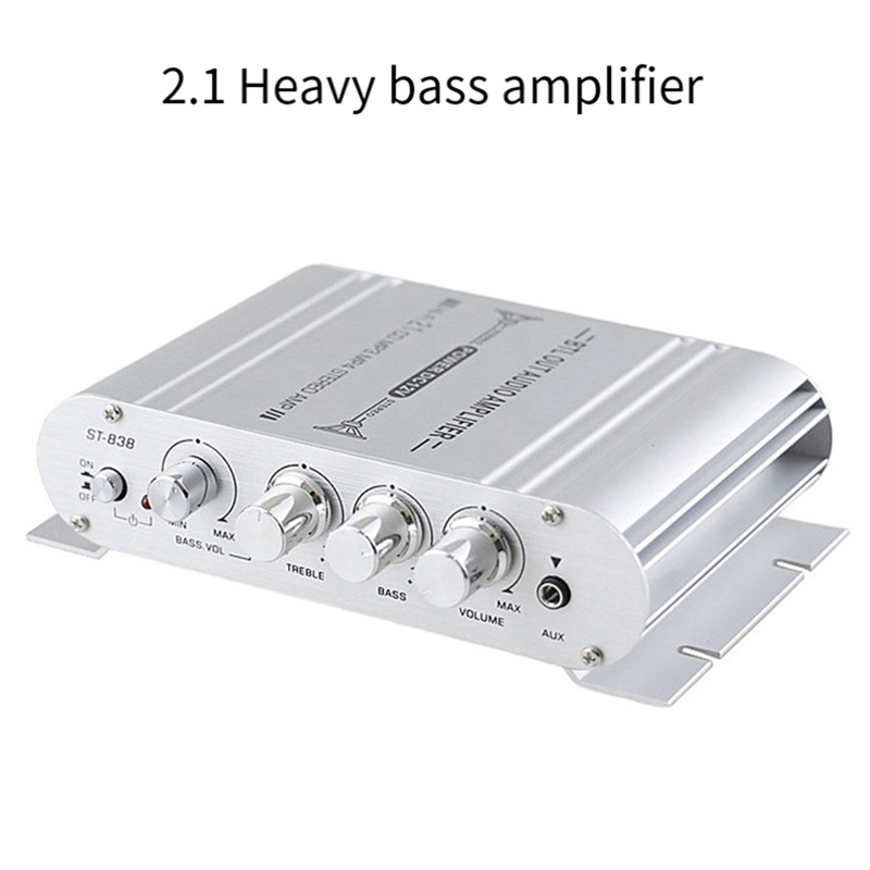 Car Stereo Amplifier Speaker Hifi Power 2.1 Channel Home Subwoofer ...