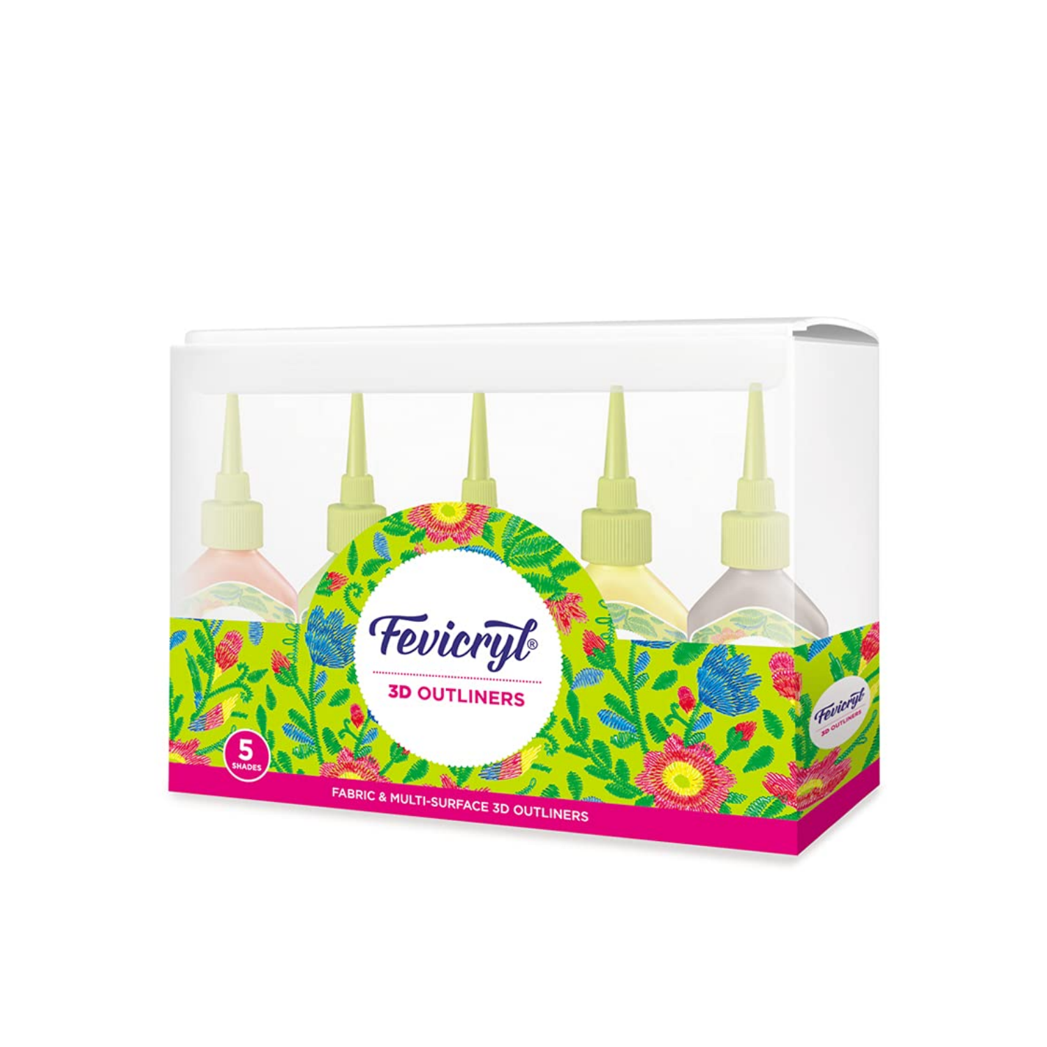 Fevicryl 3D Outliners Regular Kit 20ml x 5 | Fabric and Multi-Surface ...