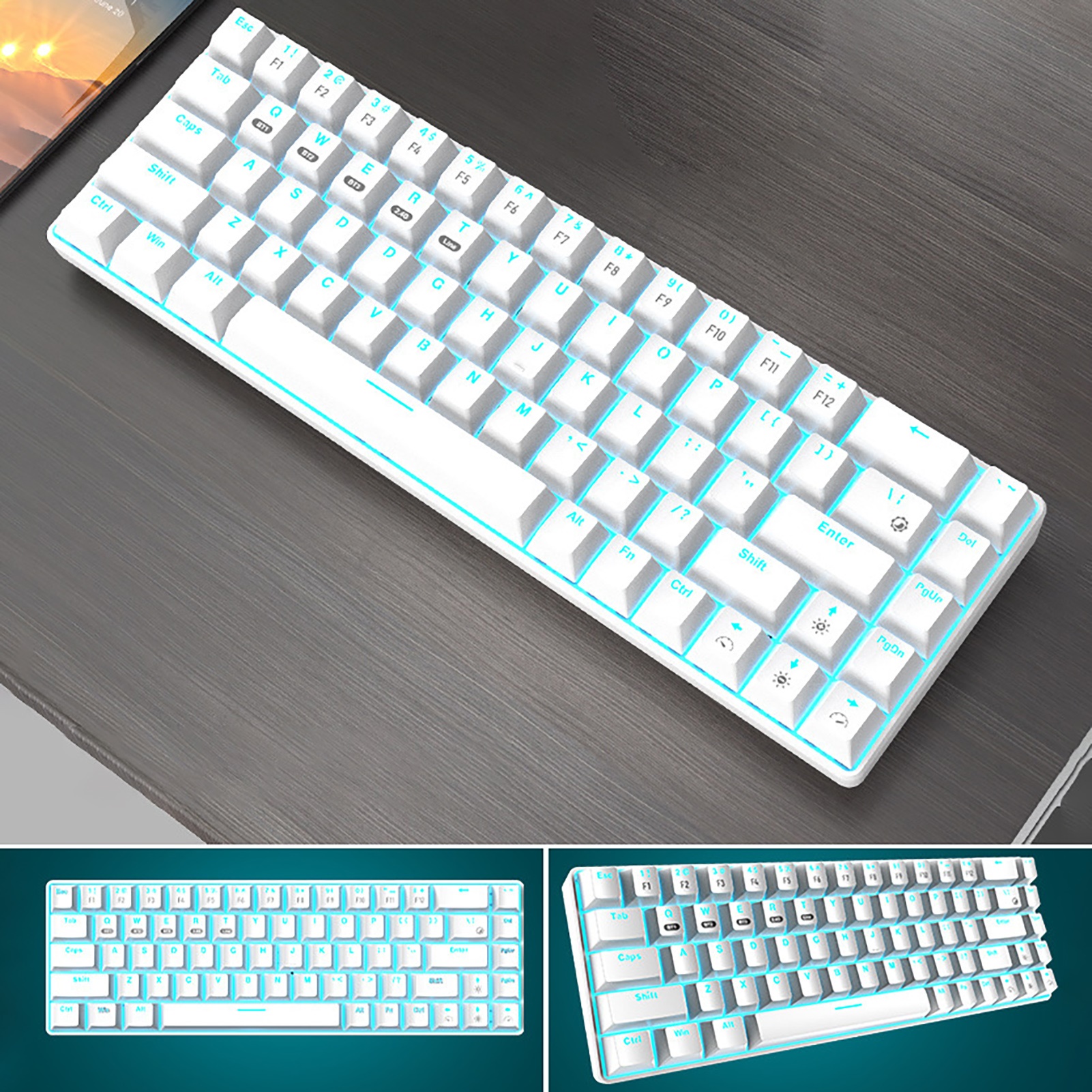 Mechanical Keyboard Driver-free 68 Keys 2.4GHz Bluetooth-compatible 4.0 ...