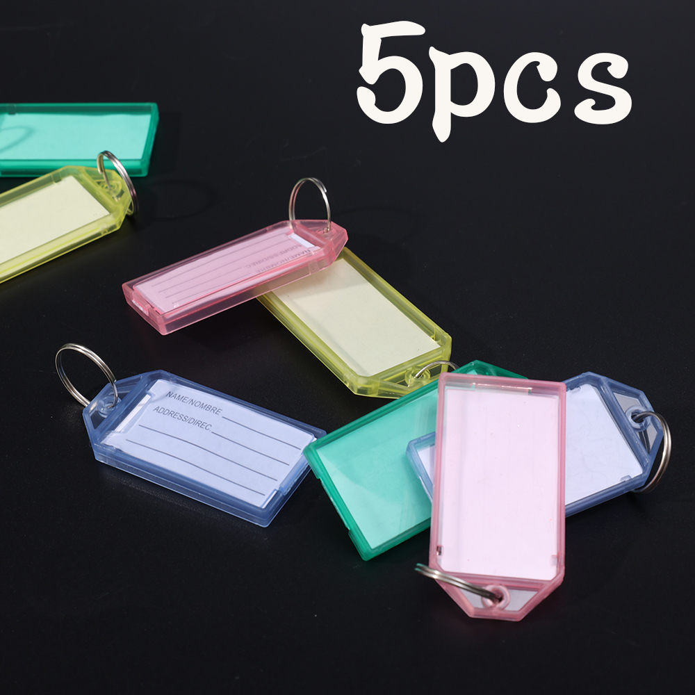 Colorful Plastic Key Tags Flap Transparent Keychain Split Ring Double ...