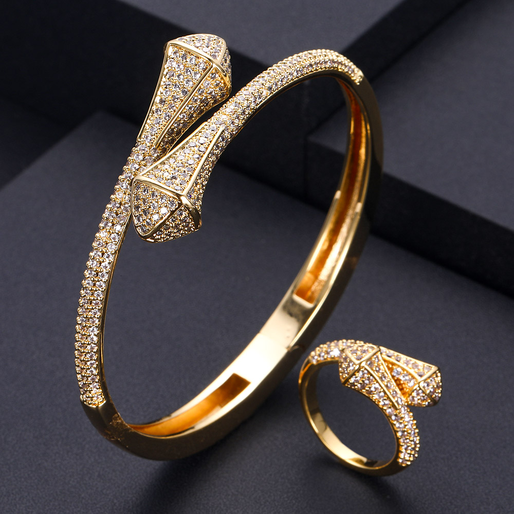 janekelly Luxury 2PCS Dubai Bangle Ring Set Fashion Jewelry Sets For ...