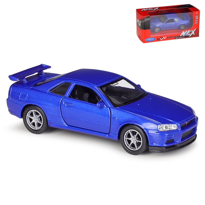1/36 Nissan Skyline GTR R34 Toy Car Welly Diecast Metal Miniature Model ...