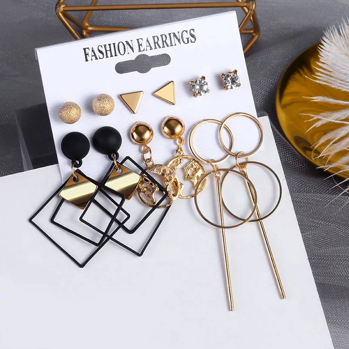 Earring 6 Pairs/Set Vintage Acrylic Earring Statement Tassel Earrings ...