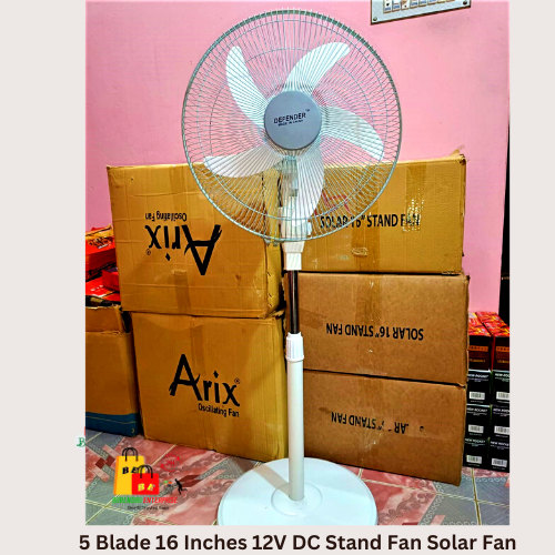 Defender Full Stand Solar Fan 16 Inch 5 Blade 16 Inches 12V DC Stand ...