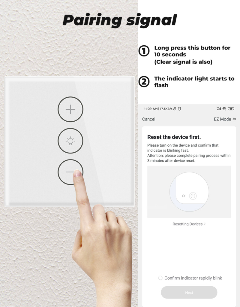 Smart Dimming Switch 10A Tuya Smart WiFi Wall Touch Infinite Dimming ...
