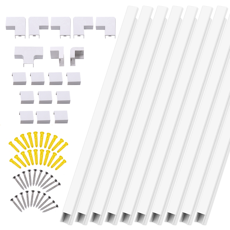 10Pcs PVC Cord Duct Cable Cover Raceway Wall Cable Management Electric ...