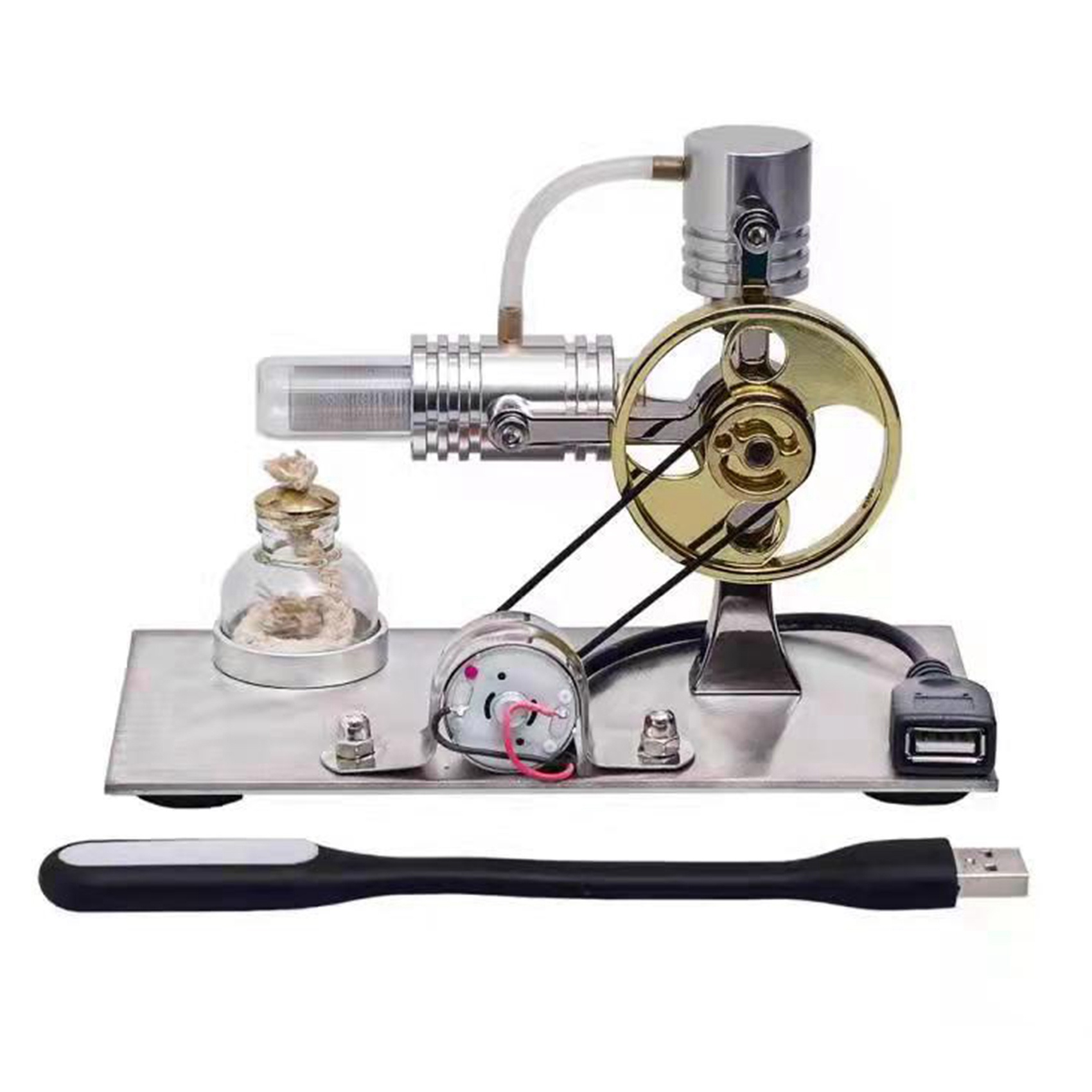 L-Shape Stirling Engine Model with USB Connector and Night Light ...
