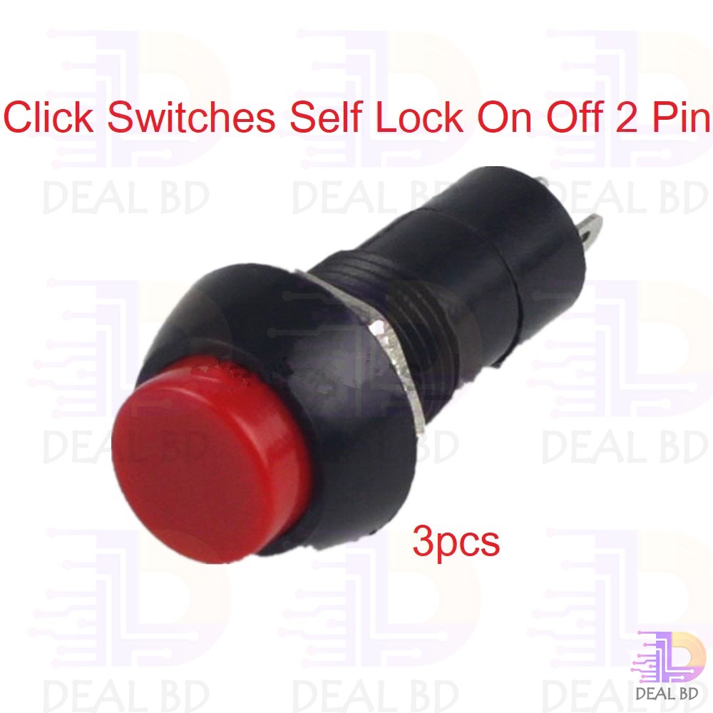 Click Switches Self Lock On/Off 2 Pin Push Button Horn Switch Locking Car, Boat Dashboard-3pcs ...