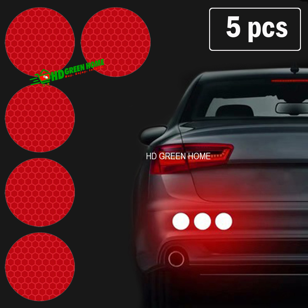 5 pcs x 5cm Reflective Sticker Round Square Car Bumper Safety ...