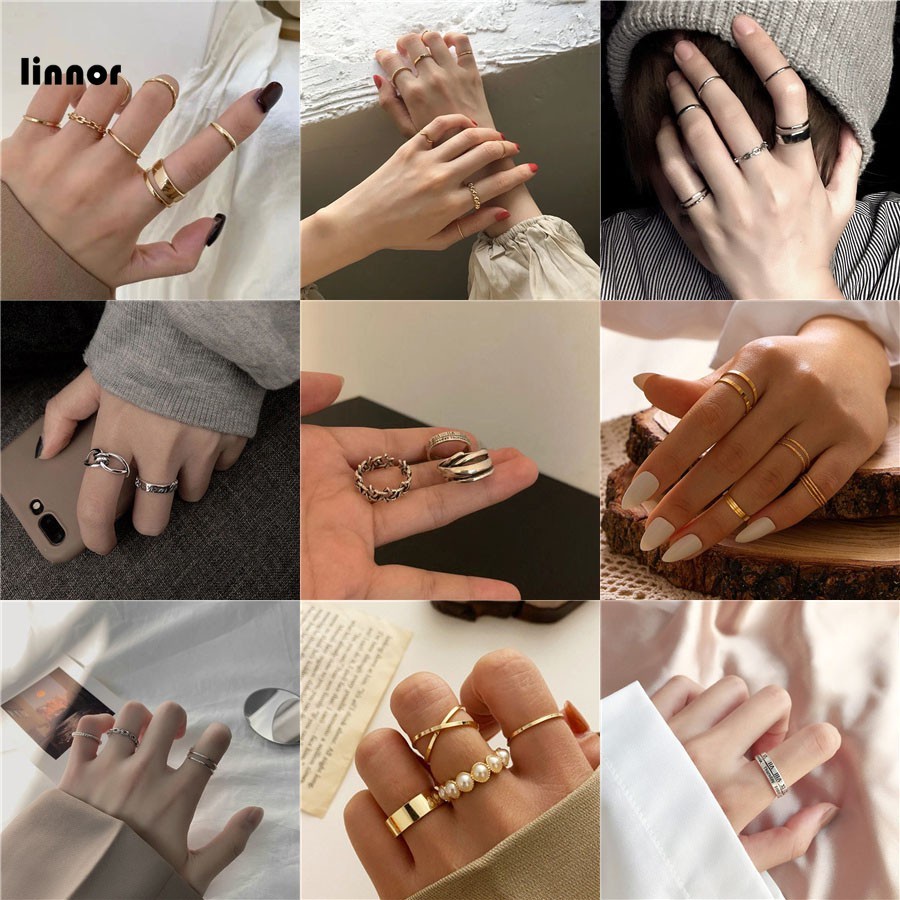 Female Koean Rings Set Rings Adjust Ins New Girl Accessories Fashion ...