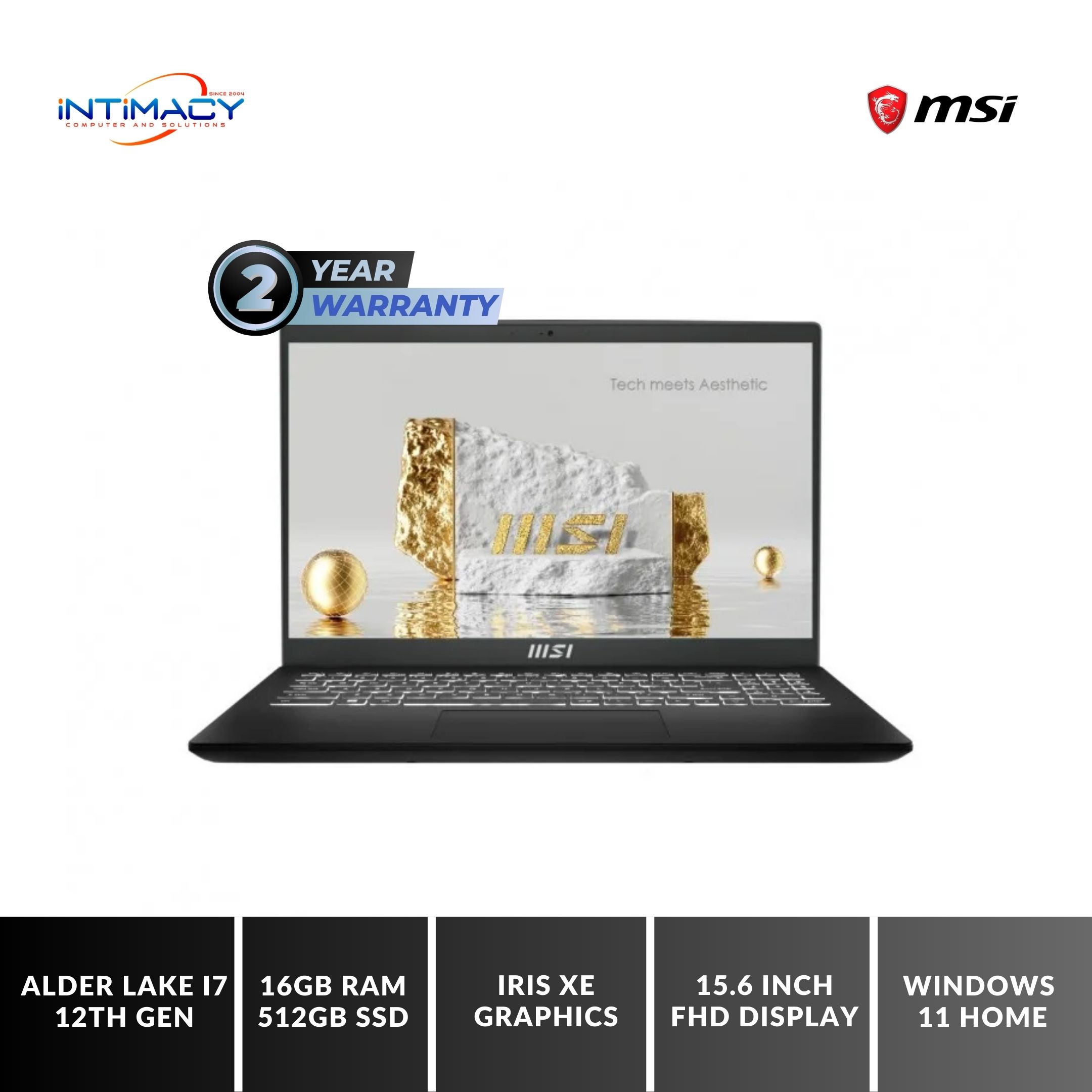 MSI Modern 15 B12M Intel Core I7-1255U 12thGen 16GB 3200MHz RAM 512GB ...