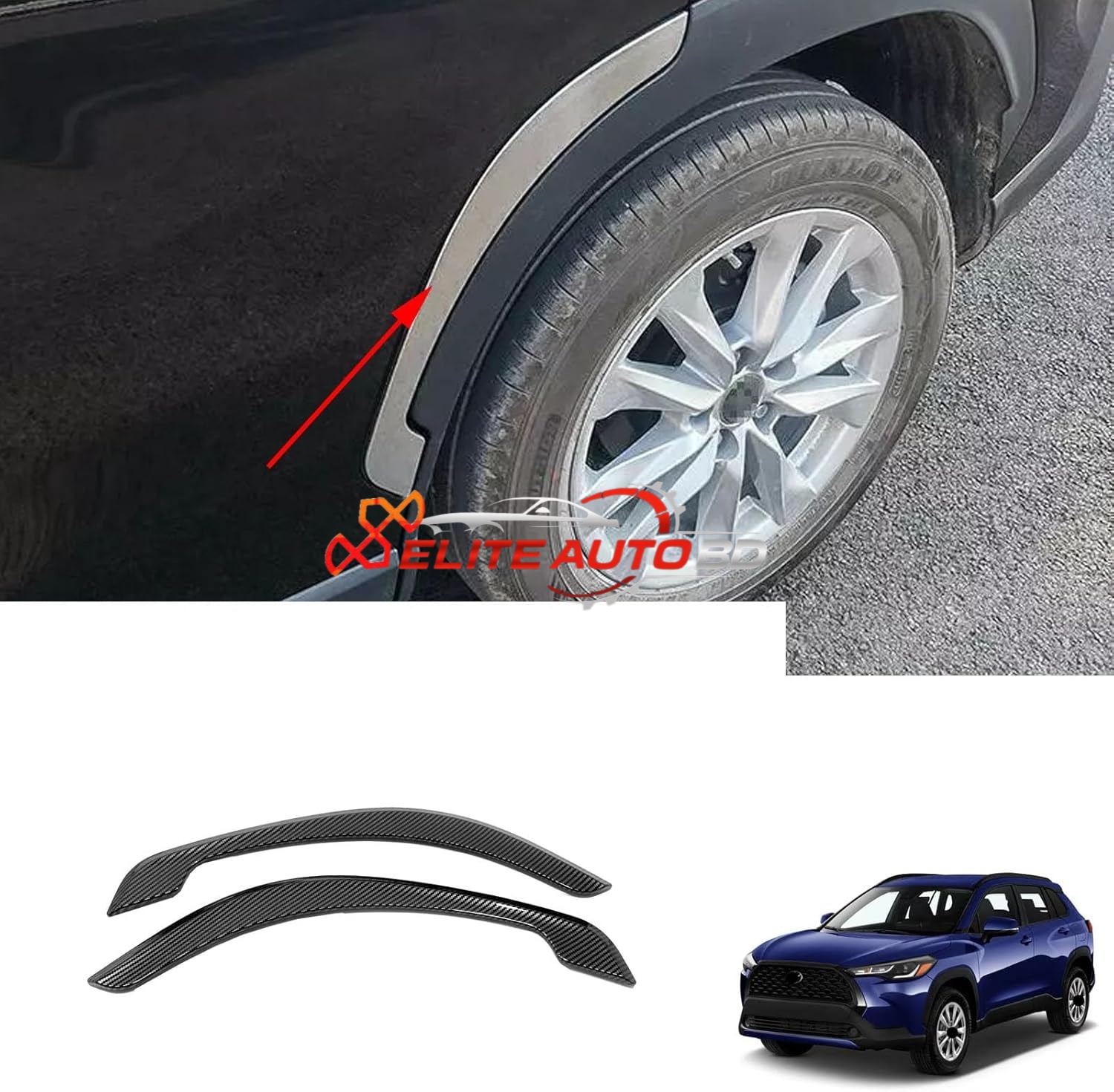 Toyota Corolla Cross Rear Door Wheel Eyebrow Protector – Carbon ...