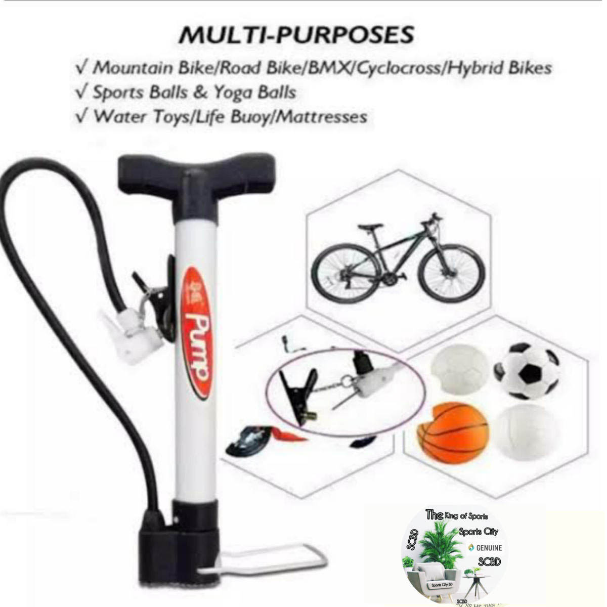 Pumper 3 in 1 Mini Hand Pumper for Ball, Balloons & Cycle Tyre | Daraz ...