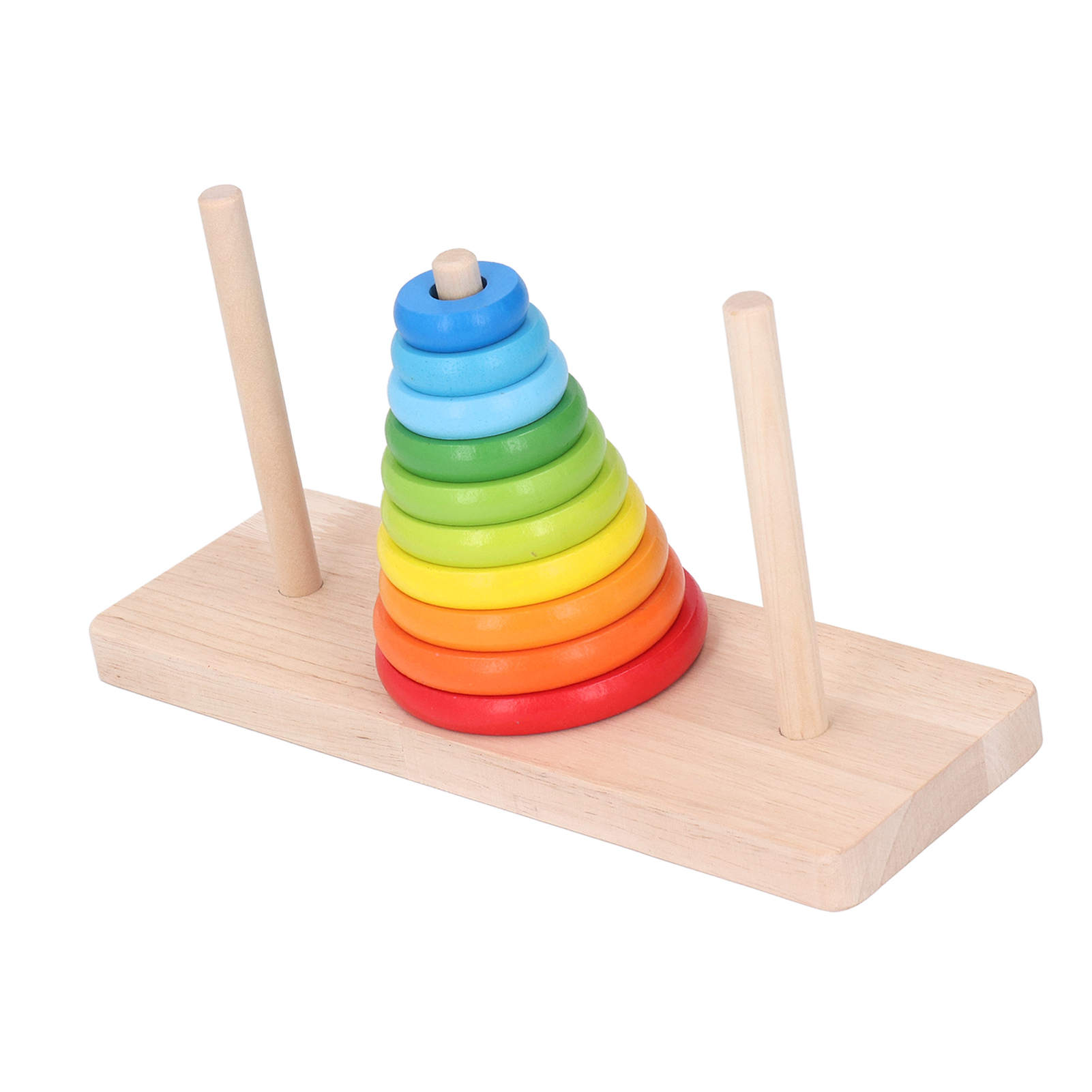 Stacking Tower Toy, Wooden Stacking Rings Shape Sorting Preschool ...