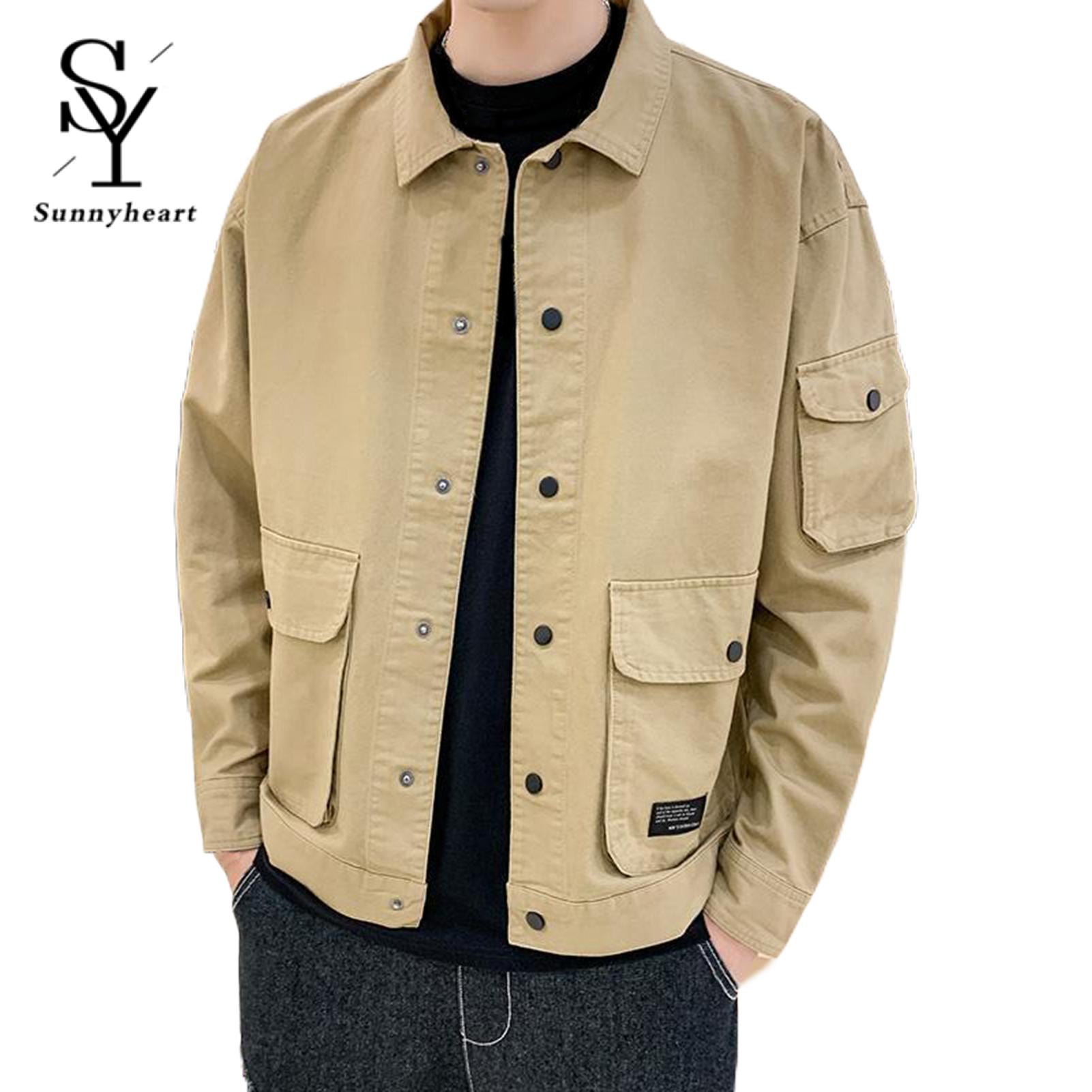 Sunnyheart Spring Autumn Coat Turn-down Collar Autumn Men Wind Breaker ...