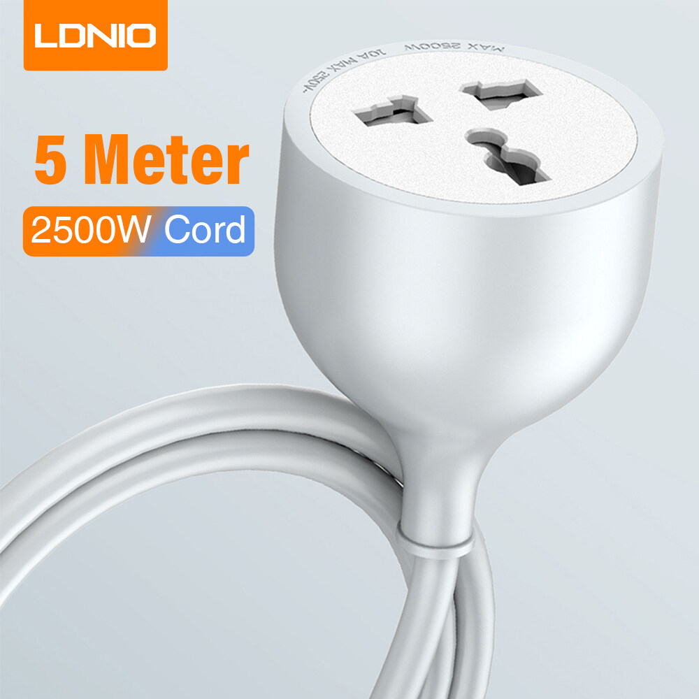 LDNIO SC1017 Heavy Duty Extension Cord 5 Meter Single Power Cord Anti ...